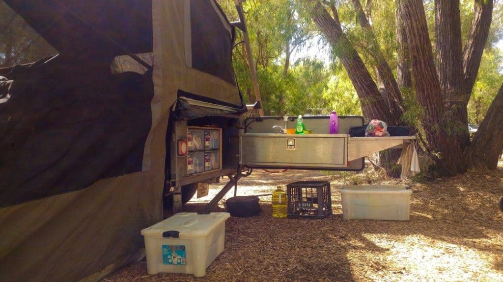 Camper trailer pantry build; DIY ply with drawers
