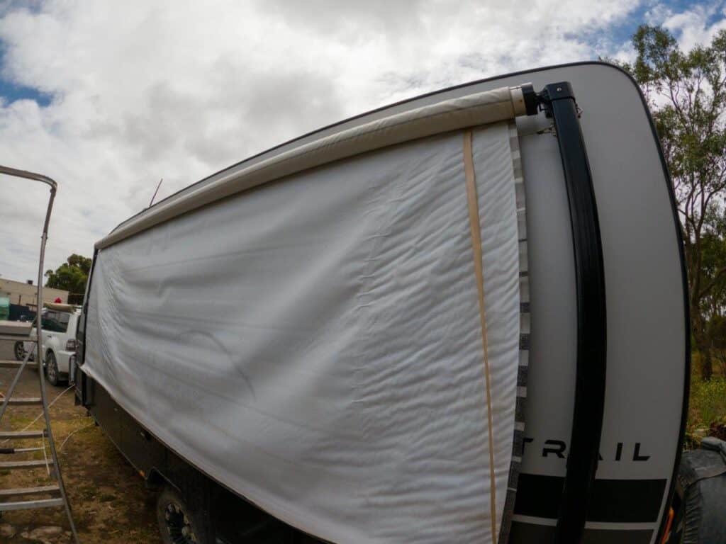Replacing a caravan awning after it tore